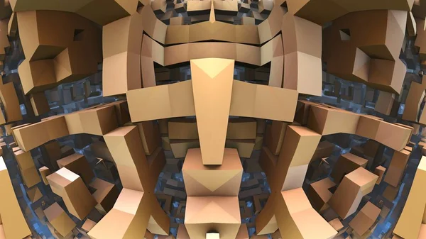 Blue geometric shapes floating in space, 3D Labyrinth or Maze Stock ...