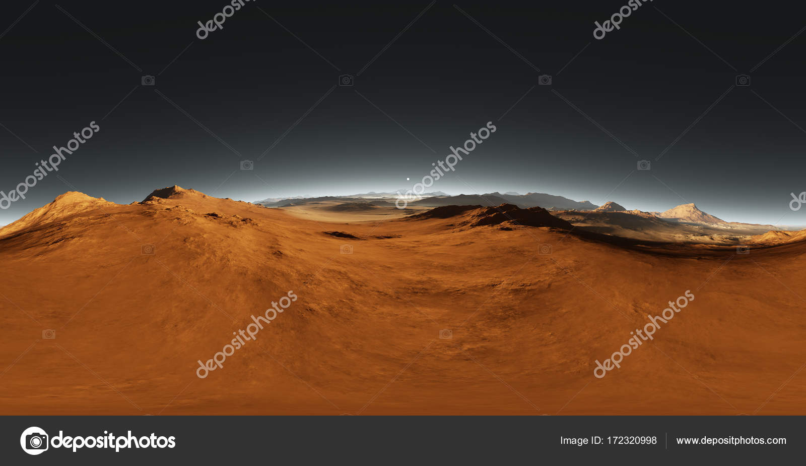 Panorama of Mars sunset, environment HDRI map. Equirectangular ...