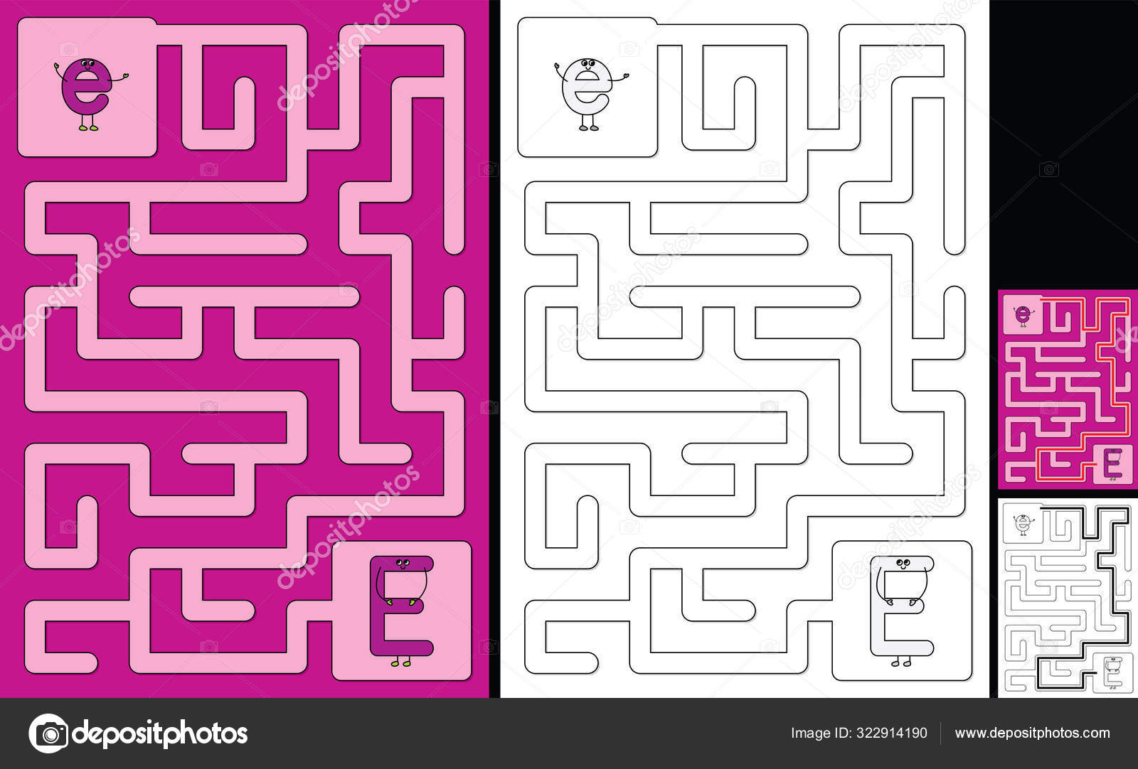 Easy alphabet maze - letter E Stock Vector Image by ©nahhan #322914190