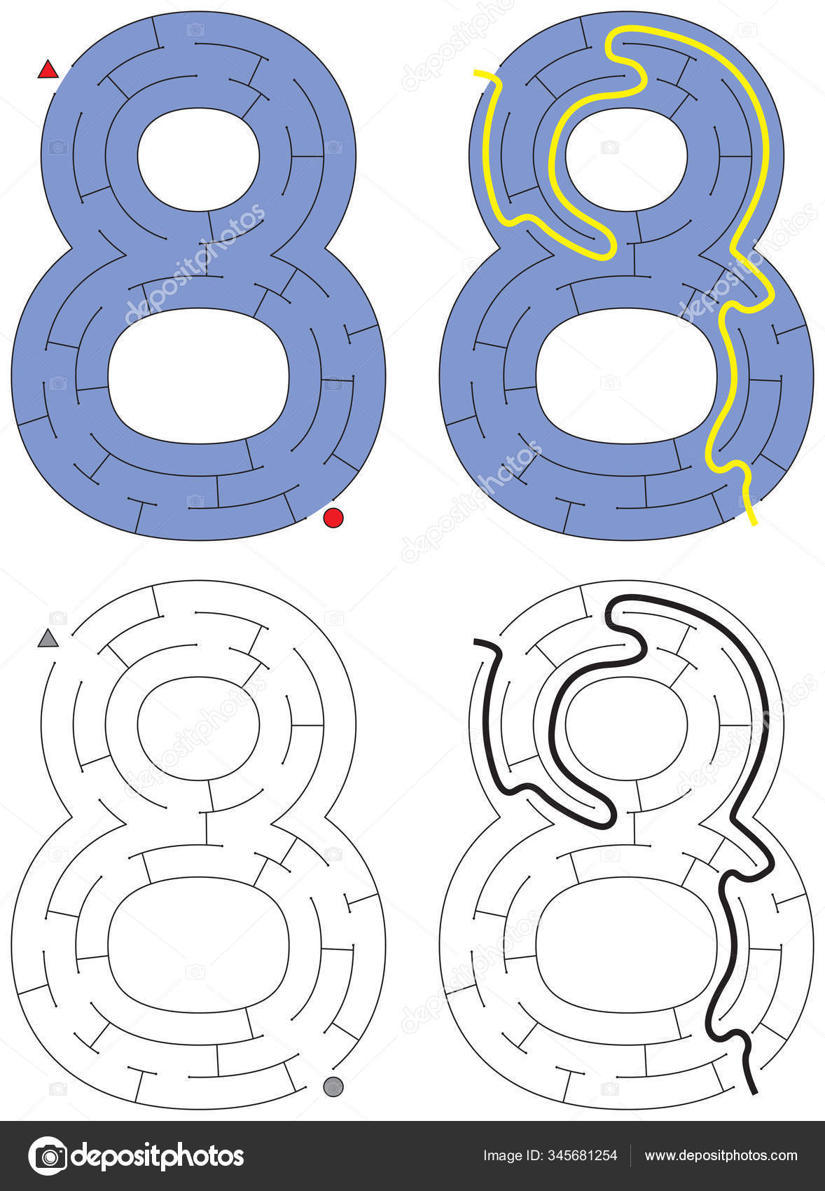 Easy number maze - number 8 Stock Vector Image by ©nahhan #345681254 Easy number maze - number 8 Stock Vector Image by ©nahhan #345681254