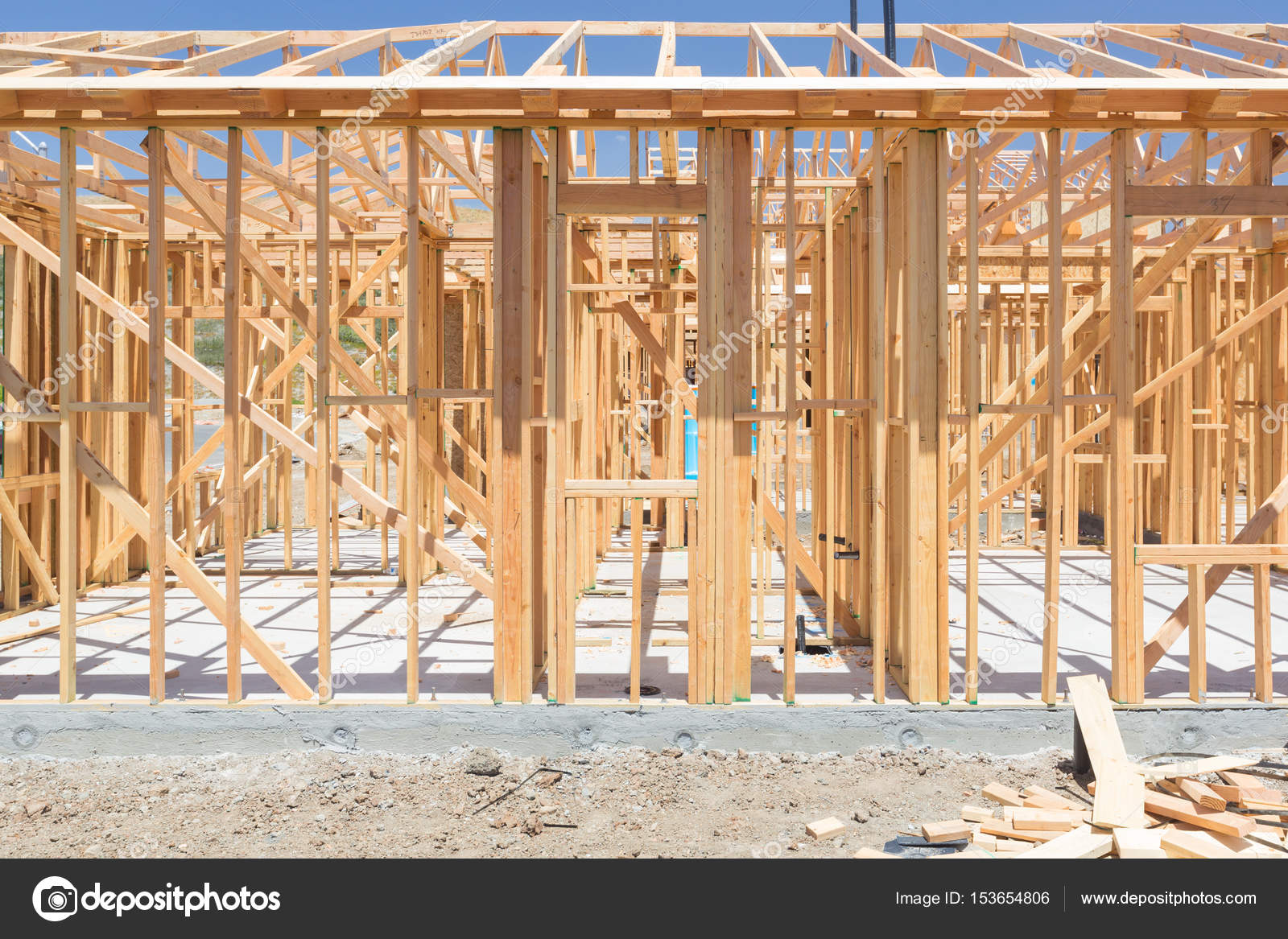 Wood Home Framing Abstract At Construction Site. — Stock Photo ...