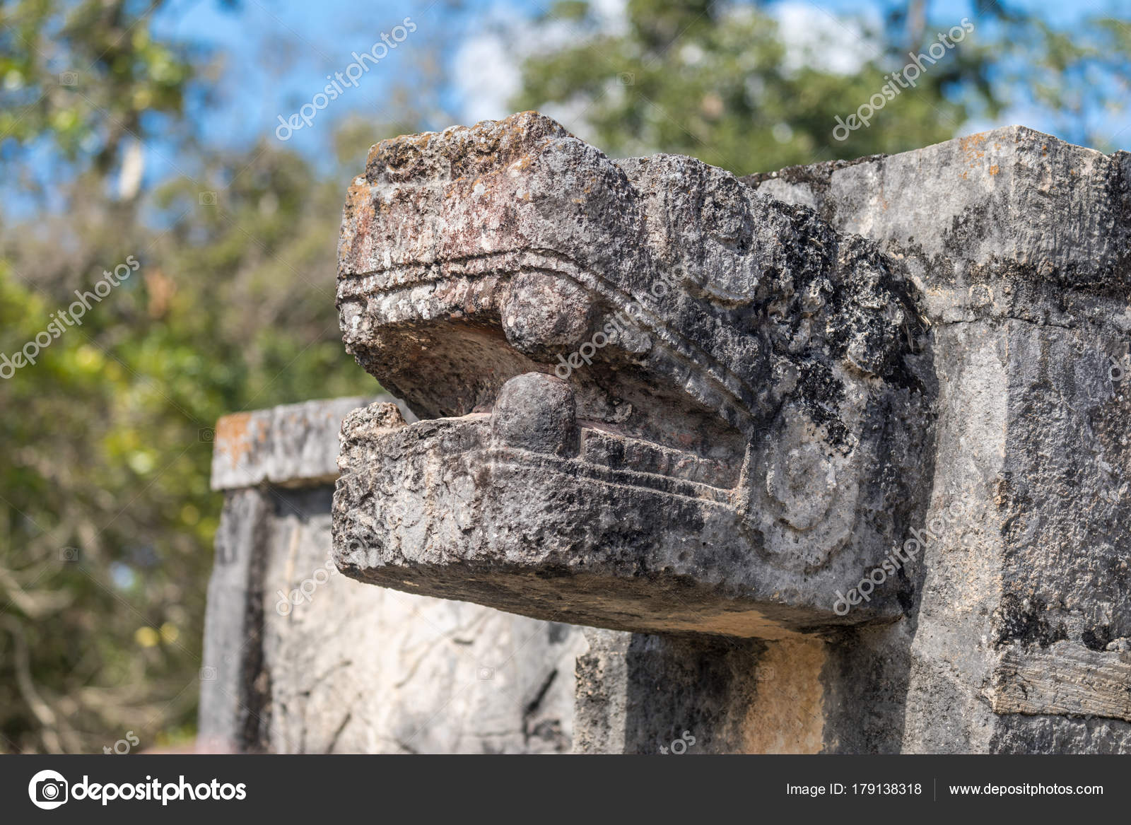 Mayan Jaguar Figurehead Sculptures at the Archaeological Site in ...