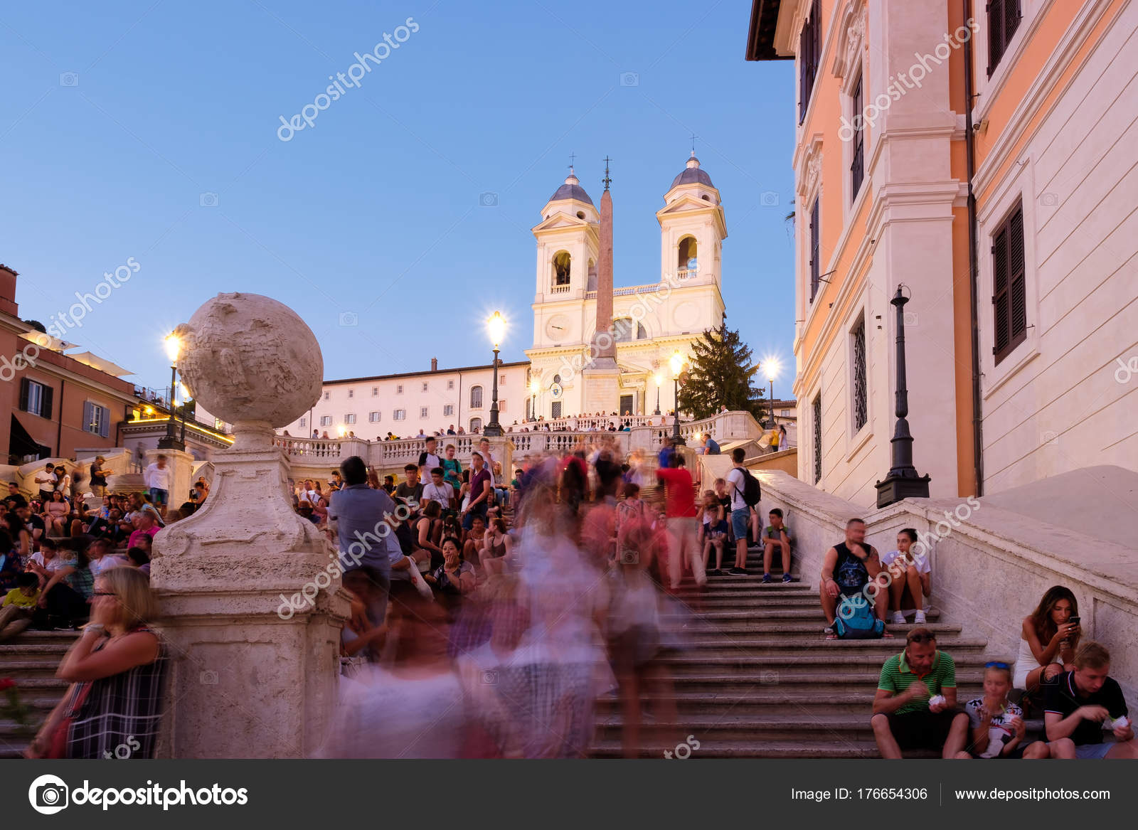 The famous Spanish Steps in Rome at sunset – Stock Editorial Photo ...