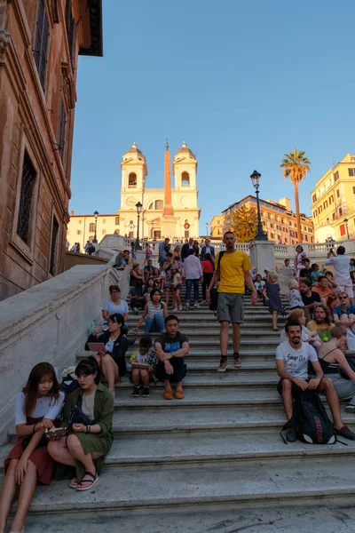 The famous Spanish Steps in Rome at sunset – Stock Editorial Photo ...