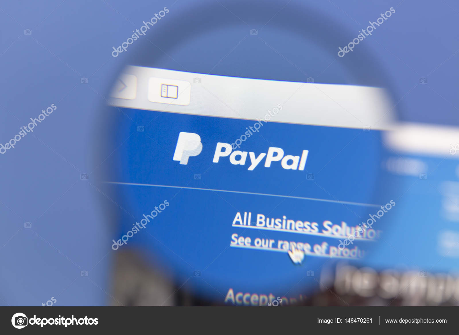 PayPal homepage under a magnifying glass — Stock Editorial Photo ...