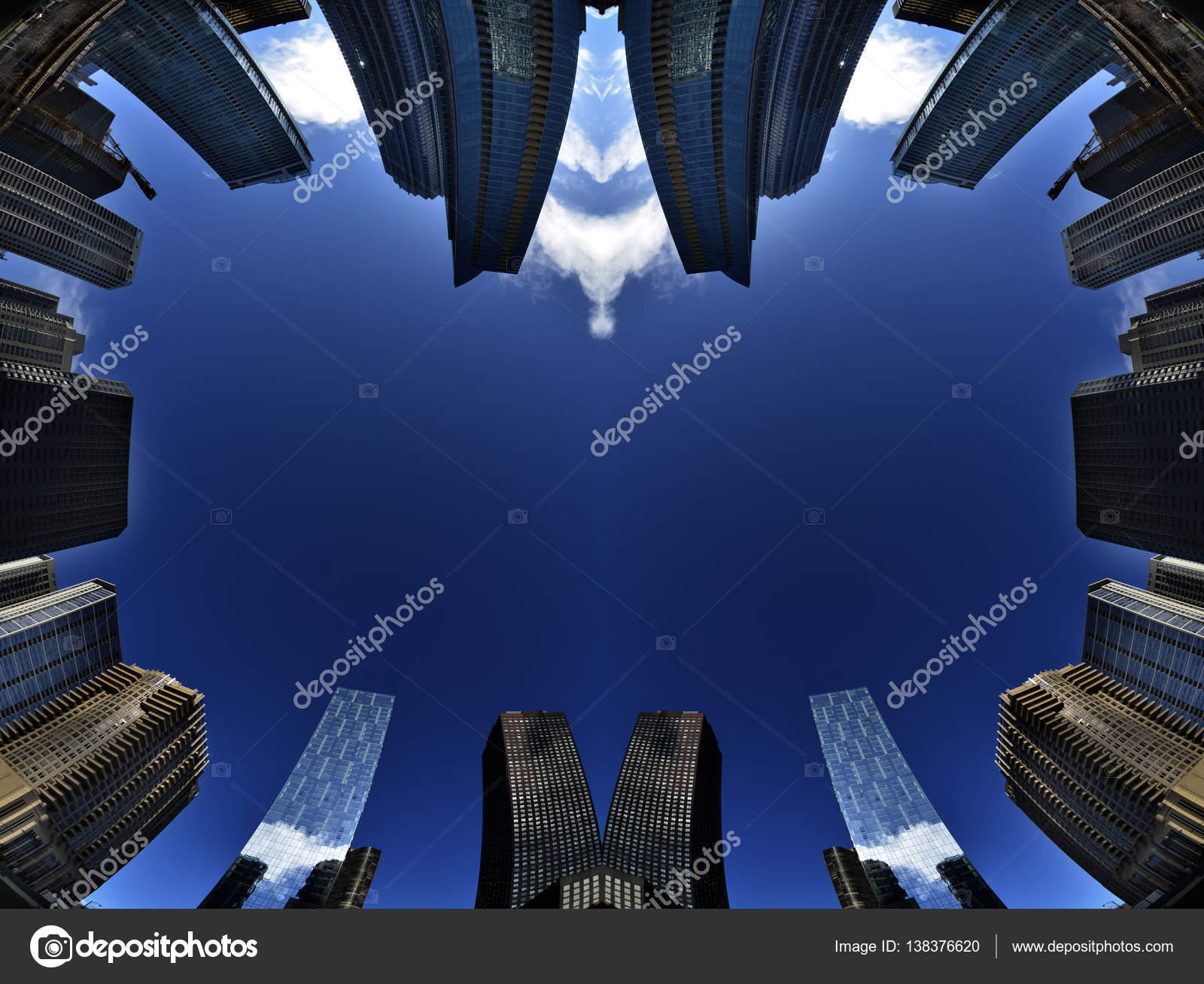 Highrise Skyscraper Buildings in a Big City with Blue Sky Stock Photo ...