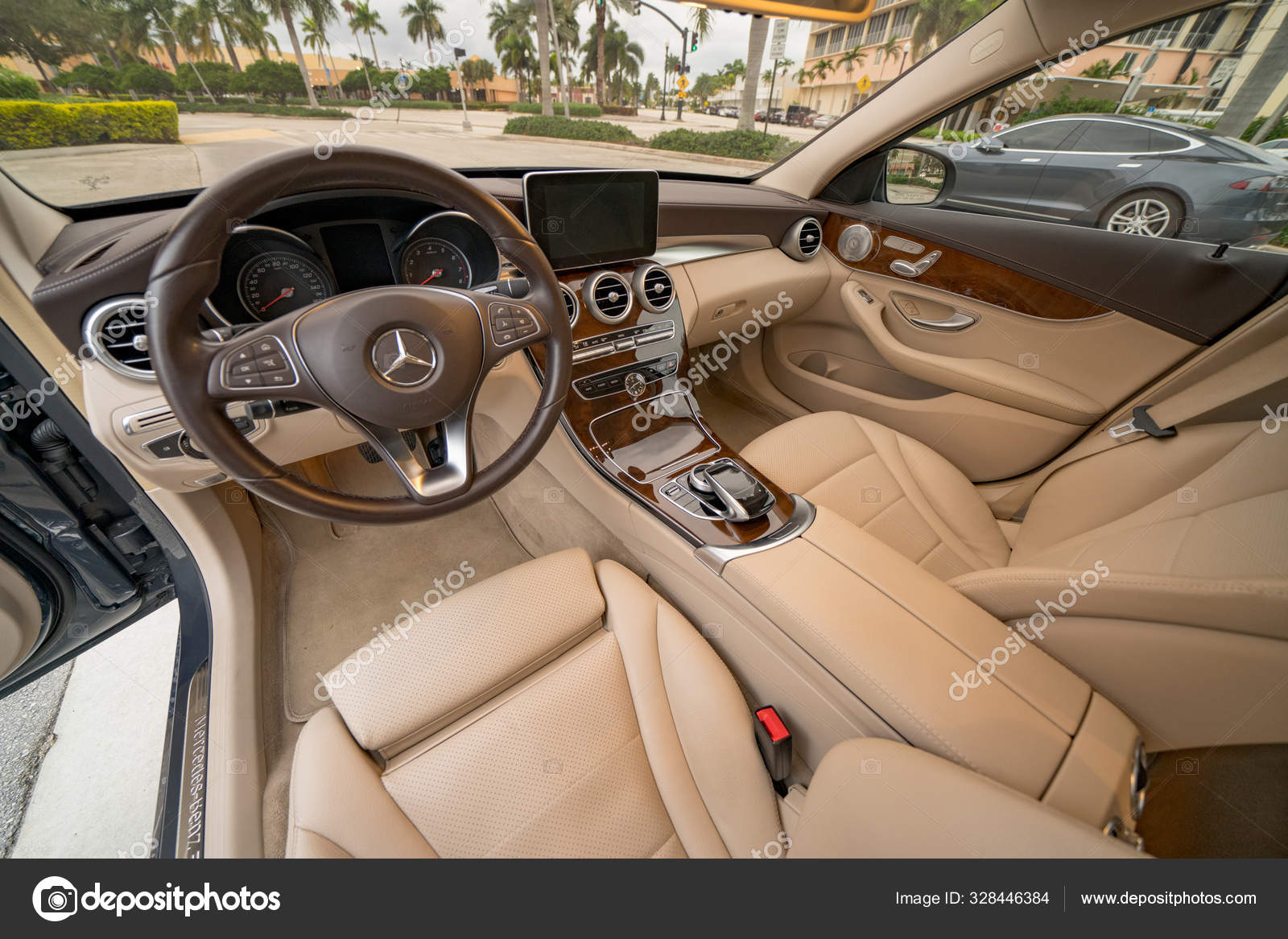Mercedes Benz Drivers seat cockpit view – Stock Editorial Photo ...