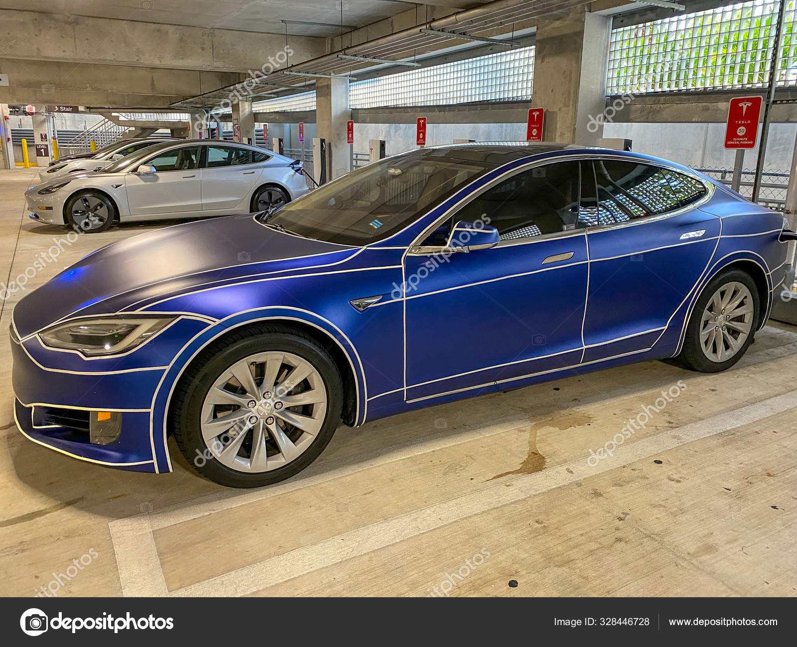 Tron Tesla blue with white stripes — Stock Editorial Photo © felixtm ...