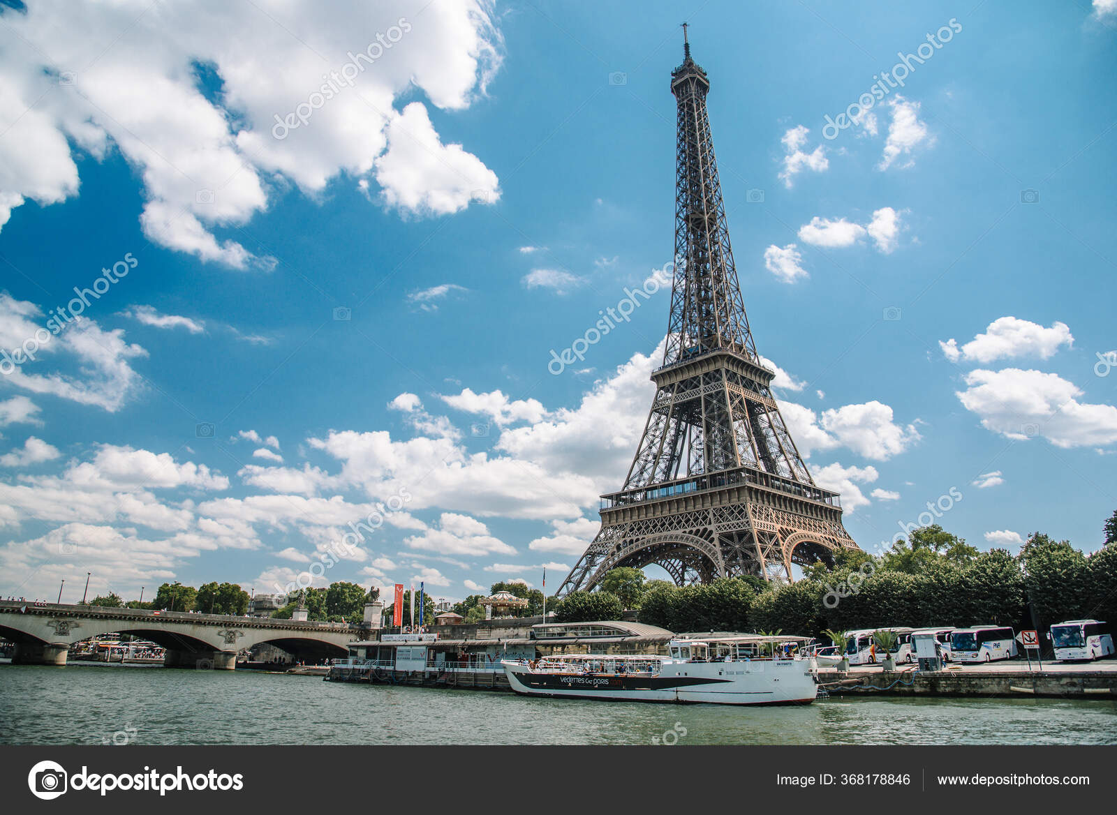 Eiffel Tower Summer Paris France Scenic Panorama River Seine – Stock Editorial Photo © Artanika ...