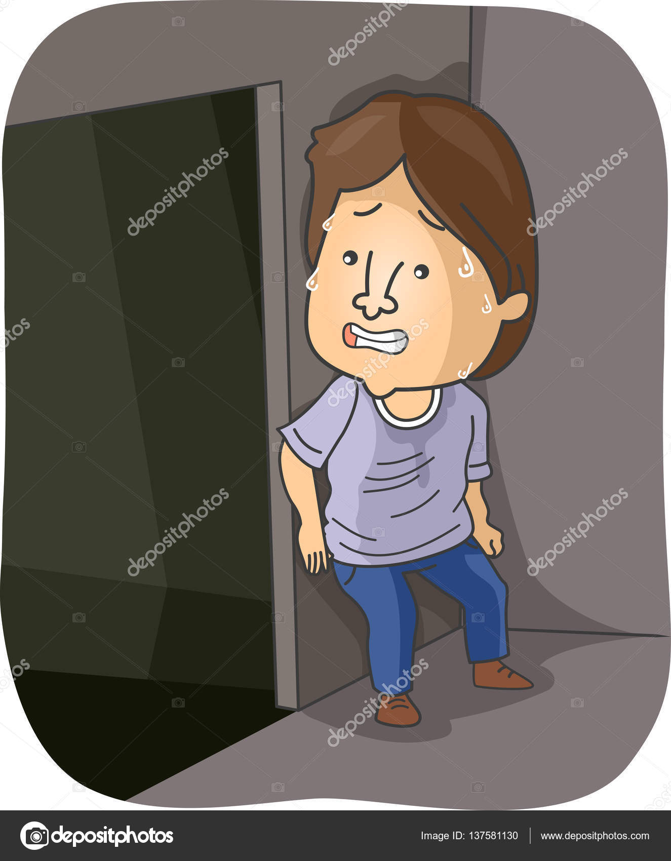 Man Scared Enter Dark Door Stock Photo by ©lenmdp 137581130
