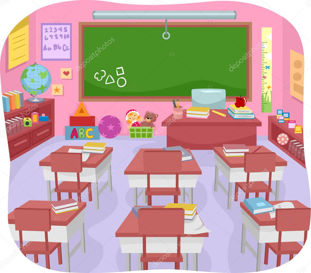 Preschool Classroom Illustration — Stock Photo © lenmdp #137587922