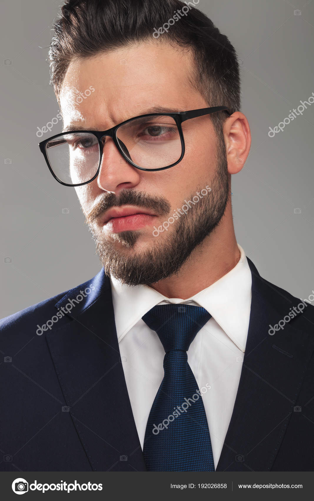 Attractive Serious Businessman With Eyeglasses Looking To Side — Stock