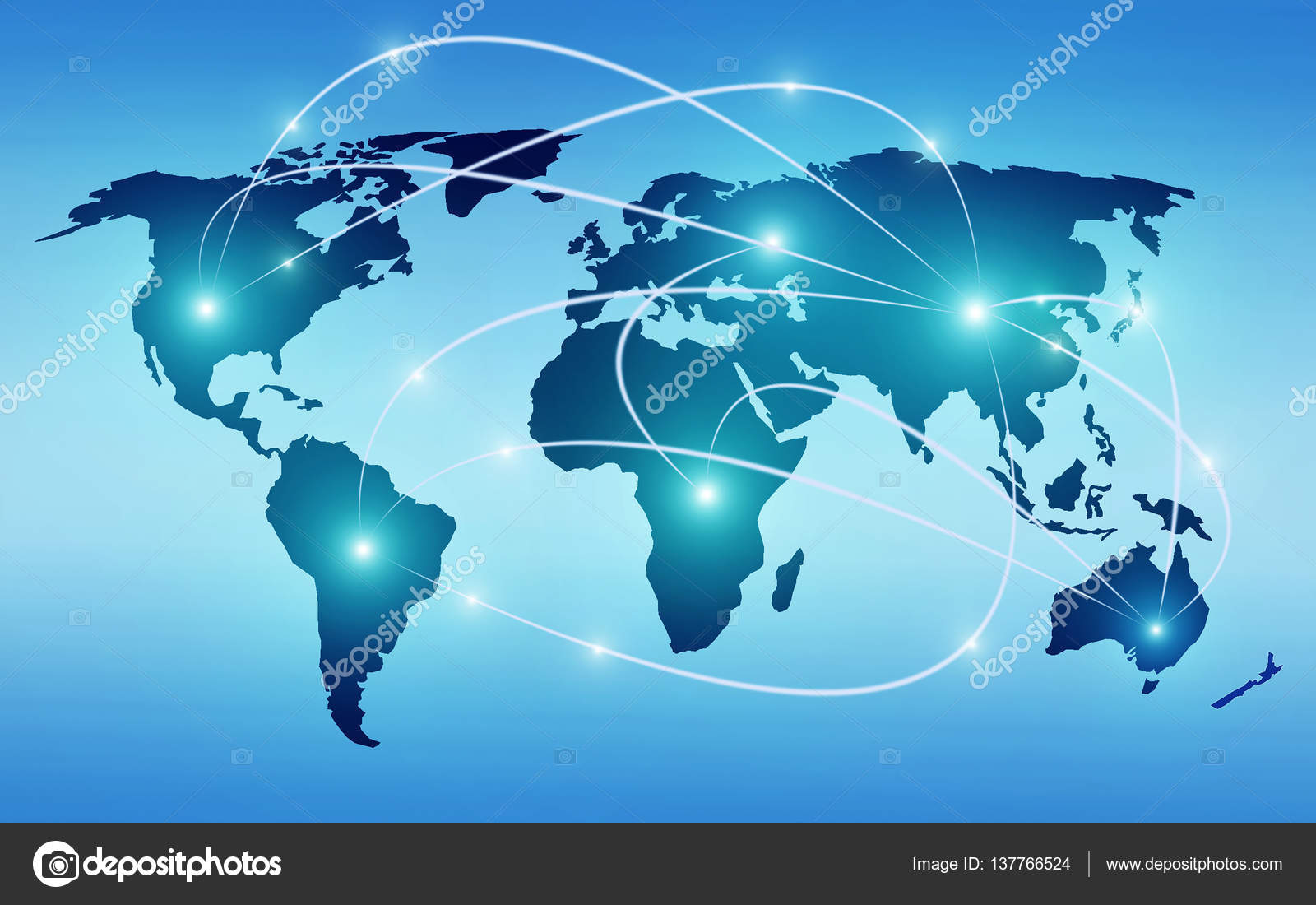 World map with global technology or social connection network with ...