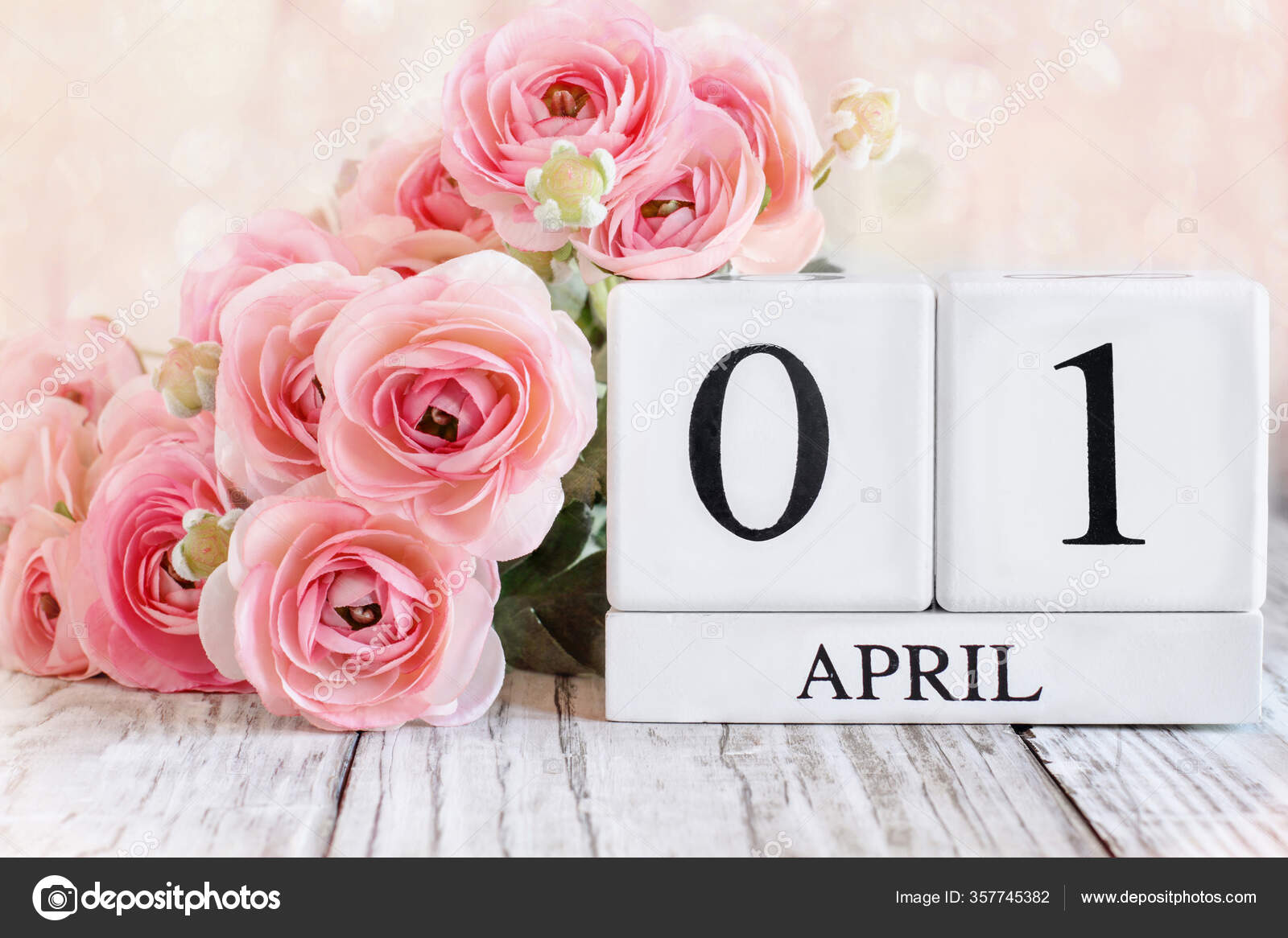 White Wood Calendar Blocks Date April 1St April Fool's Day Stock Photo ...