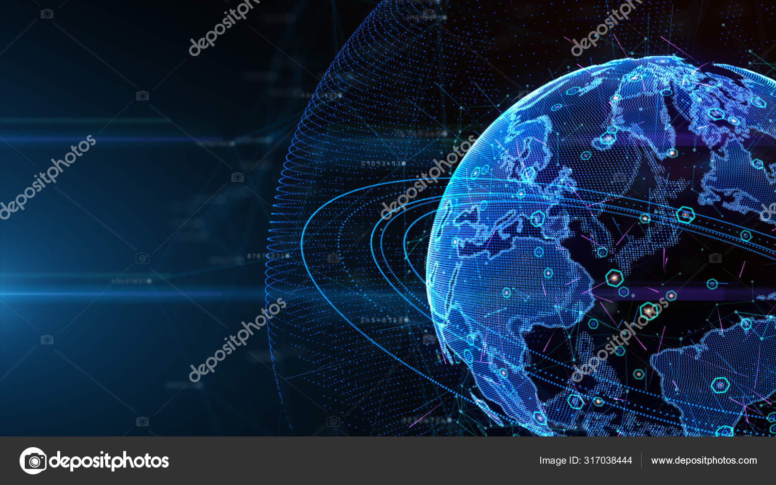Digital data global network connections cyberspace. technology b Stock ...