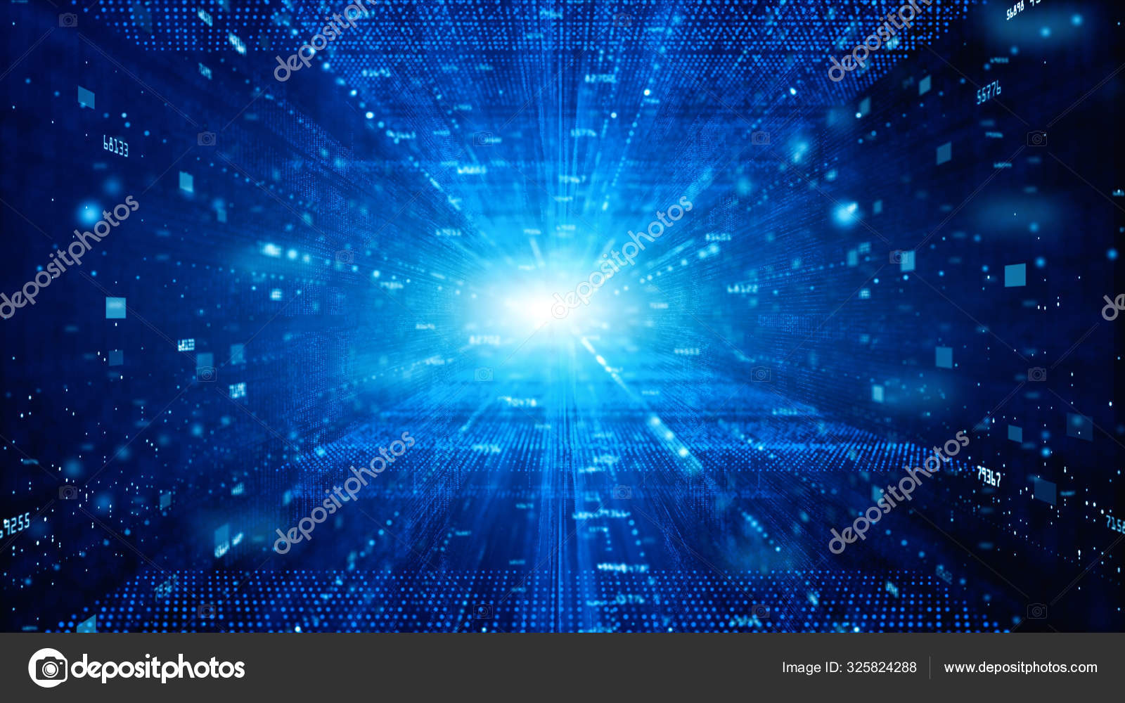 Digital cyberspace with particles and Digital data network conne Stock ...