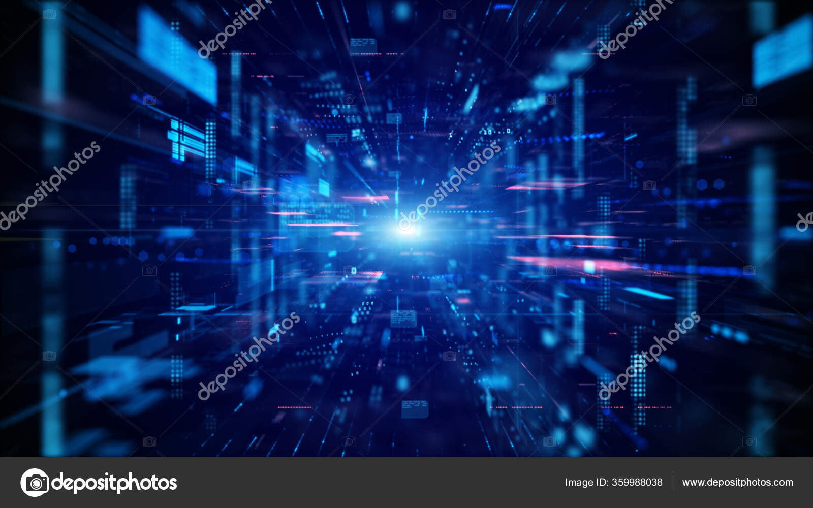Blue Digital Cyberspace Digital Data Network Connections Concept ...