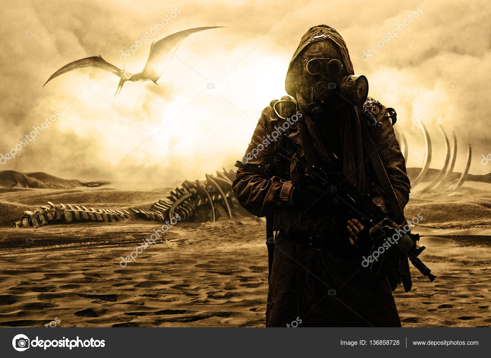 Nuclear post apocalypse. Desert and dead wasteland Stock Photo by ...
