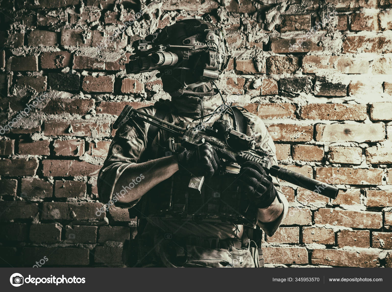 Army special forces tactical group fighter in dark Stock Photo by ...