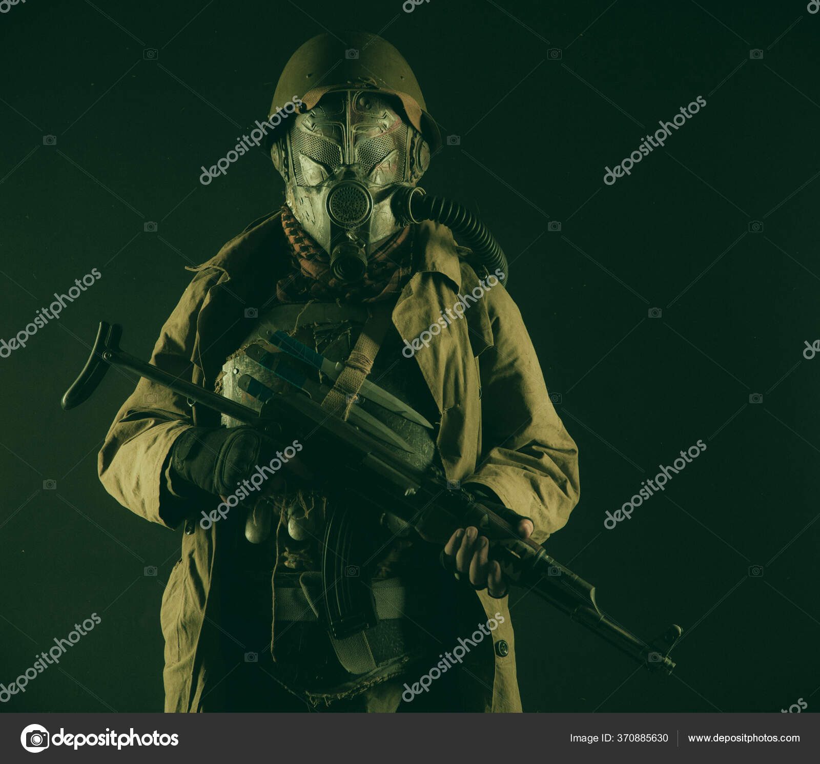 Post apocalyptic soldier aiming firearm weapon — Stock Photo © zabelin ...