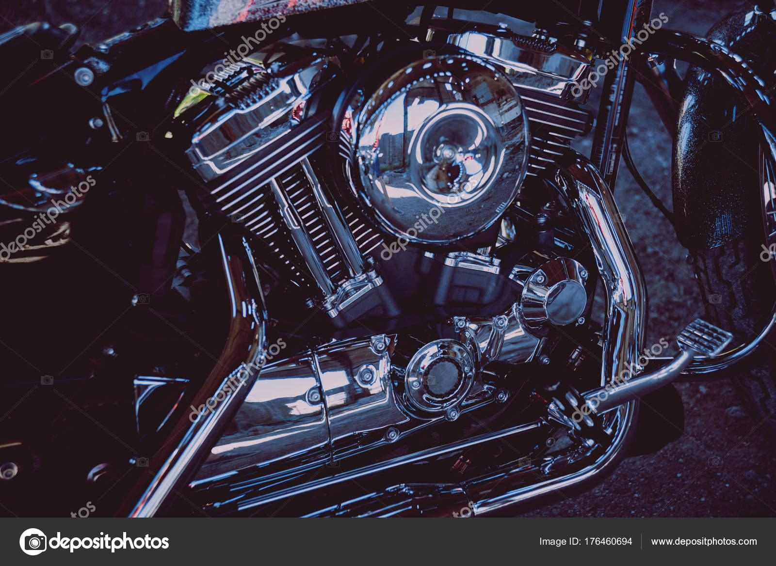Close Motorcycle Engine Chrome Details ⬇ Stock Photo, Image by ...