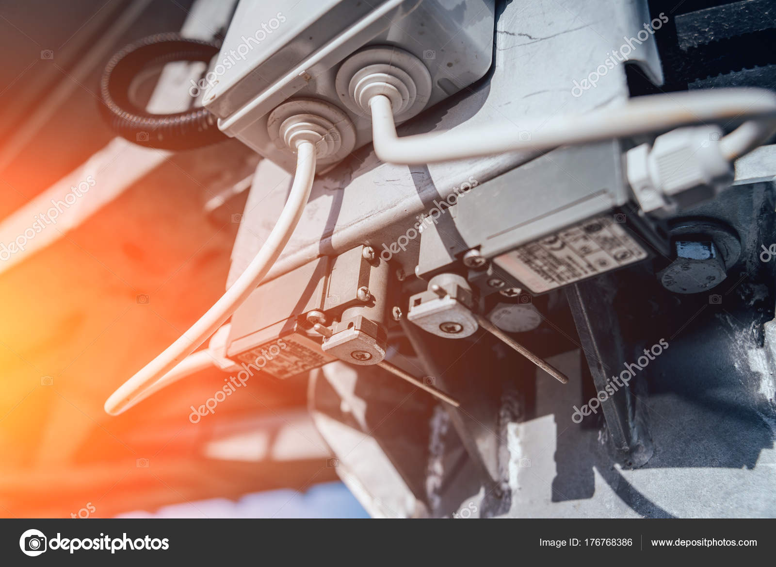 Back View Solar Panel Turning Gear Tracking Sun Correct Orientation ...