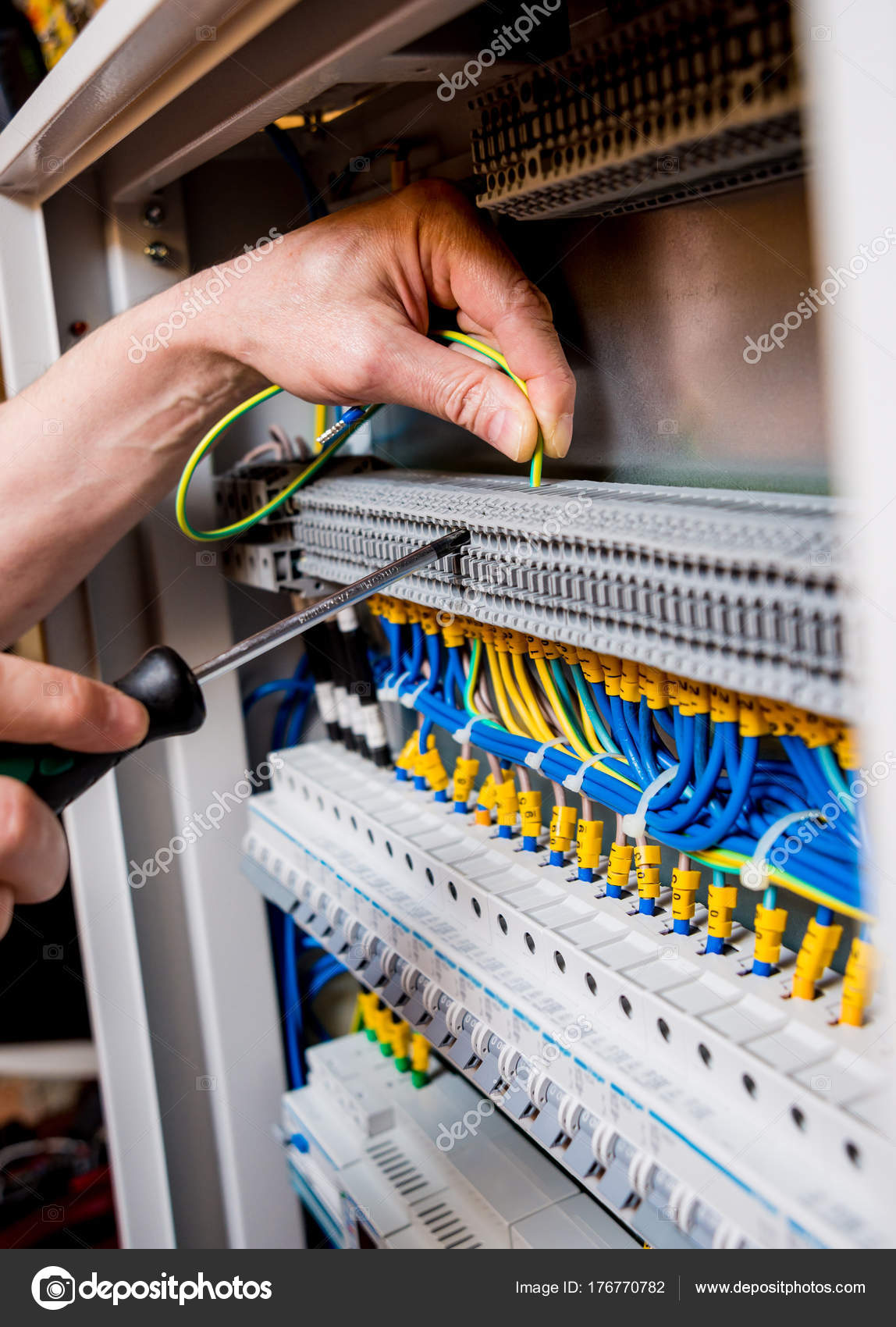Repairing Switchboard Voltage Automatic Switches Stock Photo by ...
