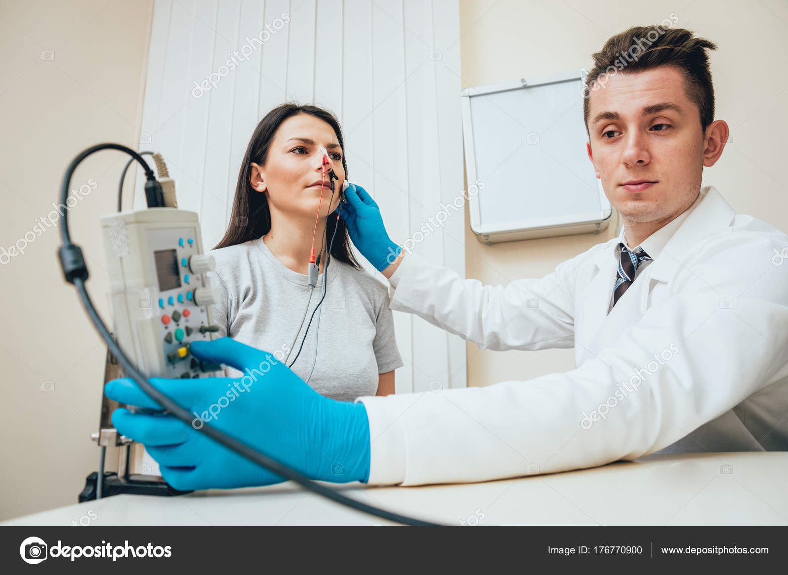 Patient Nerves Testing Using Electromyography Medical Examination Emg ...