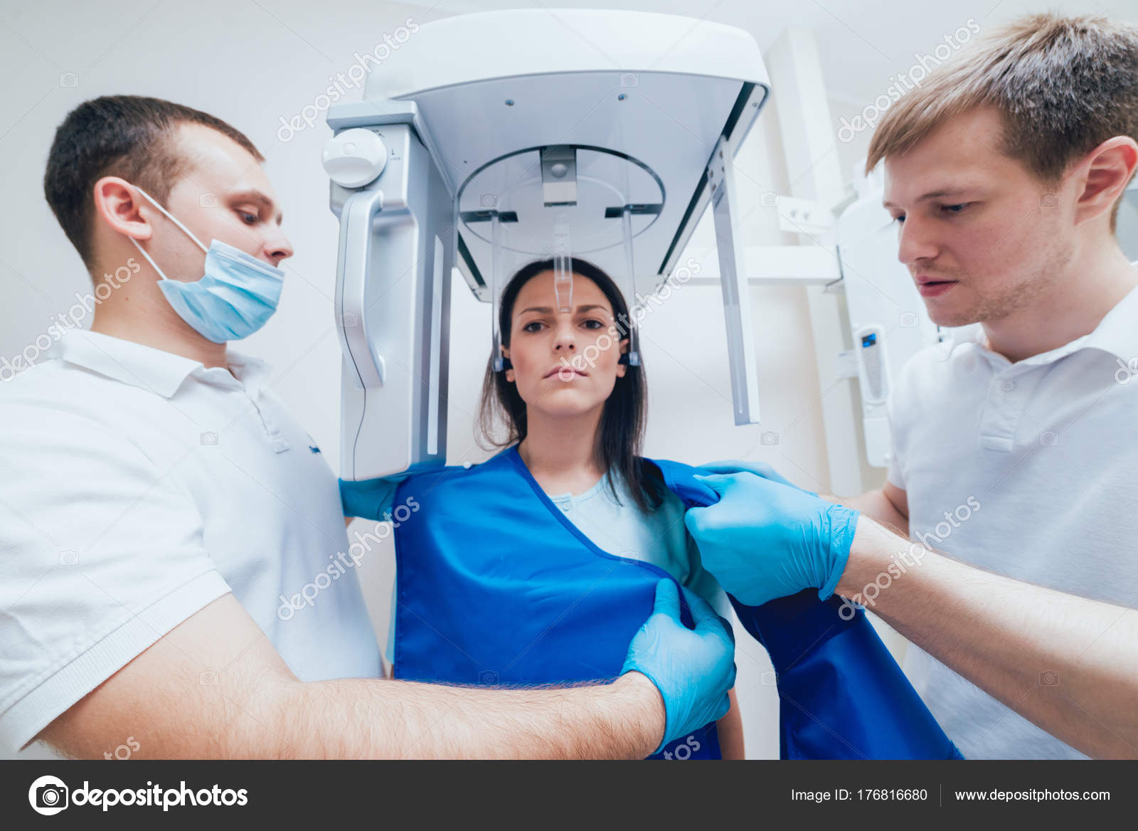 Young Woman Patient Standing Ray Machine Panoramic Radiography — Stock ...