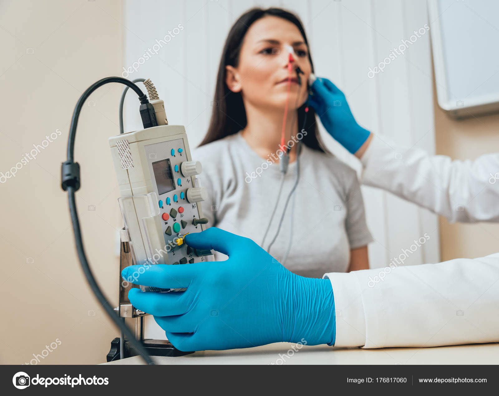 Patient Nerves Testing Using Electromyography Medical Examination Emg ...