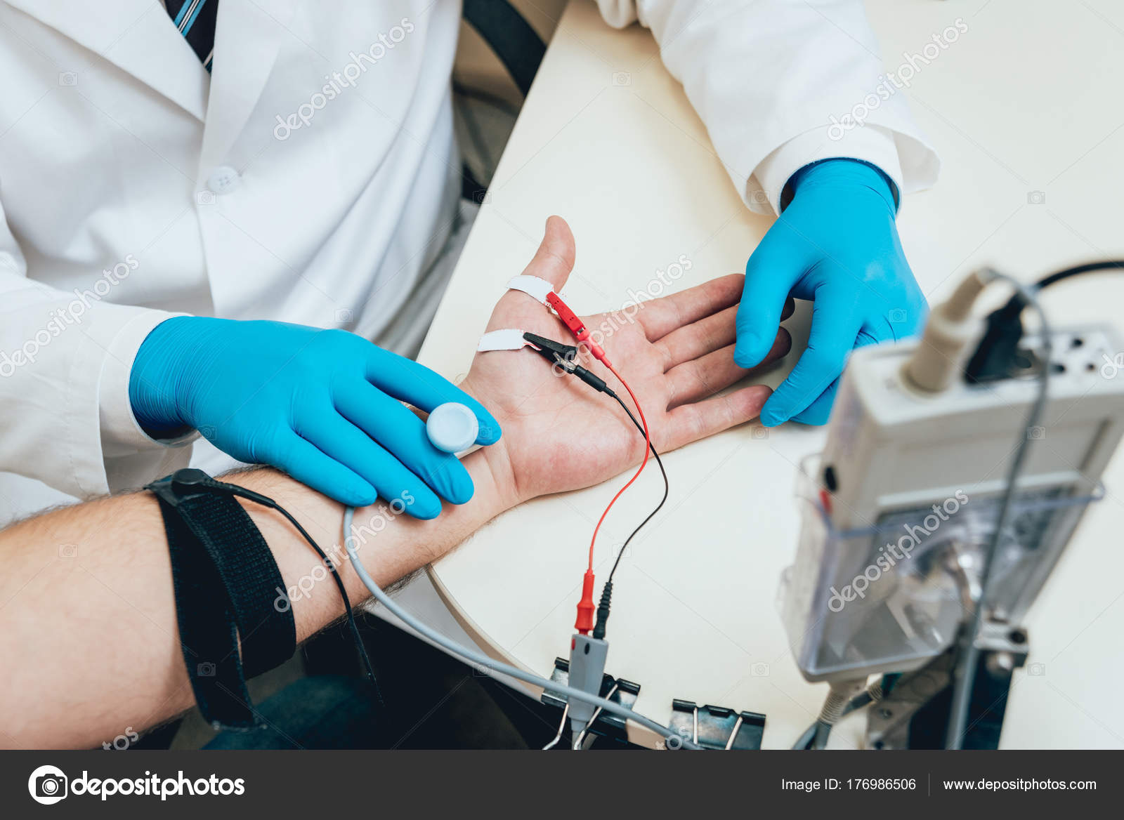 Patient Nerves Testing Using Electromyography Medical Examination Emg ...