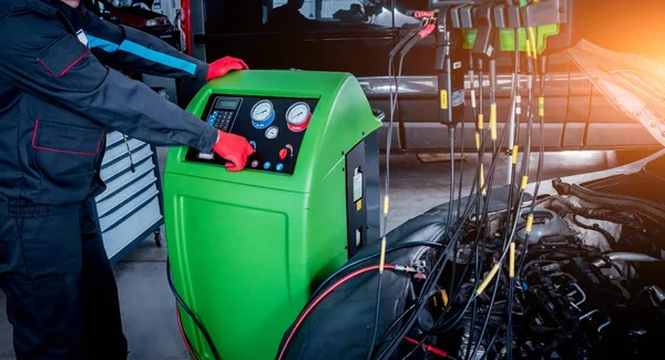 Servicing Car Air Conditioner Service Station Car Repair Stock Photo by ...