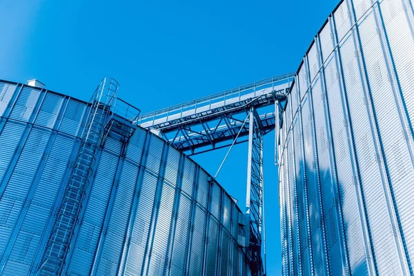Modern silos for storing grain harvest. Agriculture. Low angle. - Stock ...
