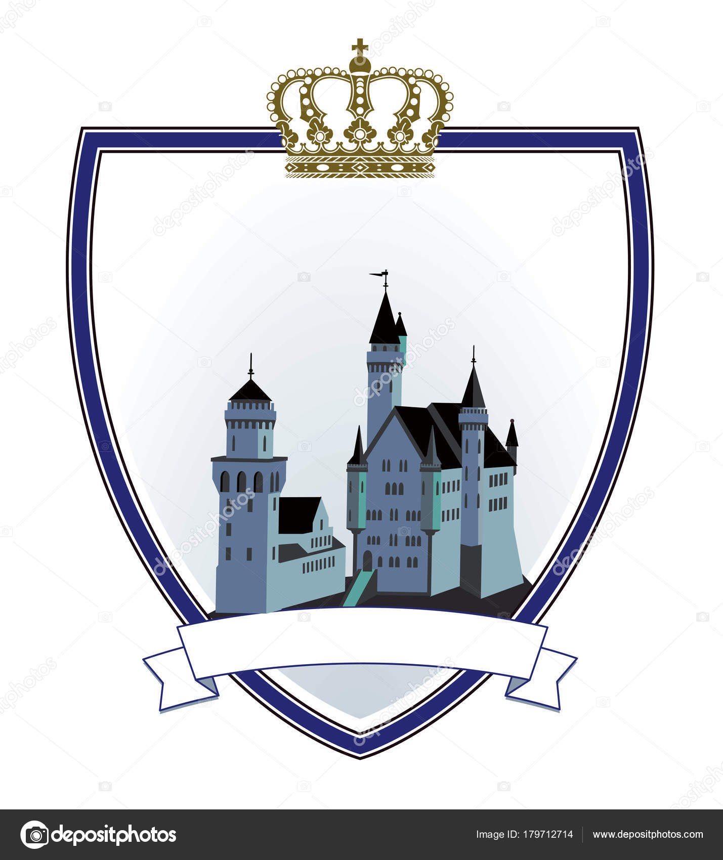 Escudo Emblema Del Castillo Con Corona vector, gráfico vectorial ...