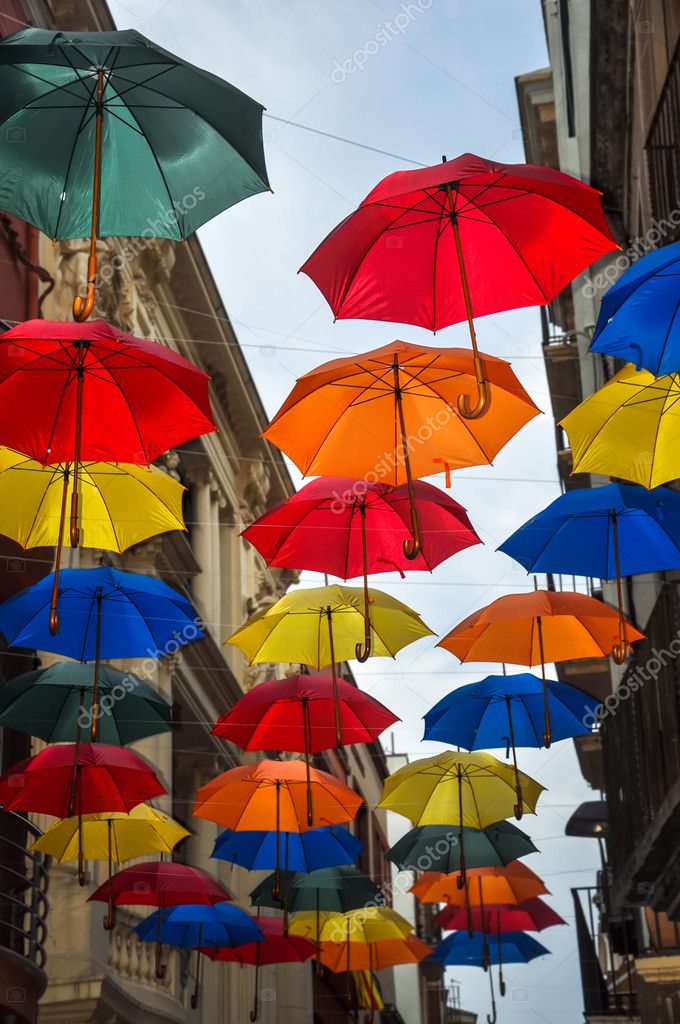 Street decorated with colored umbrellas. ⬇ Stock Photo, Image by ...