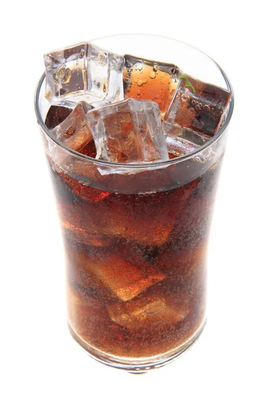 coca cola drink glass with ice cubes Isolated on white backgroun ...