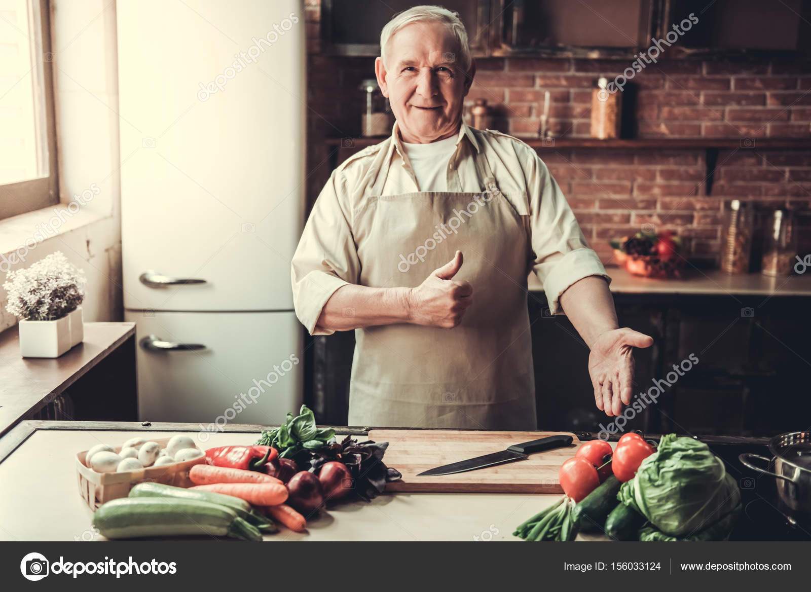Old man in kitchen Stock Photo by ©GeorgeRudy 156033124