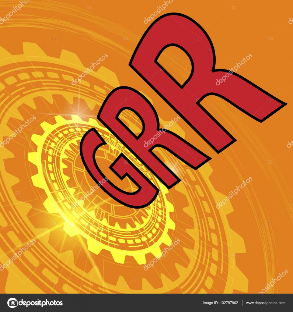Orange industrial background with gear and red title GRR Stock Vector ...