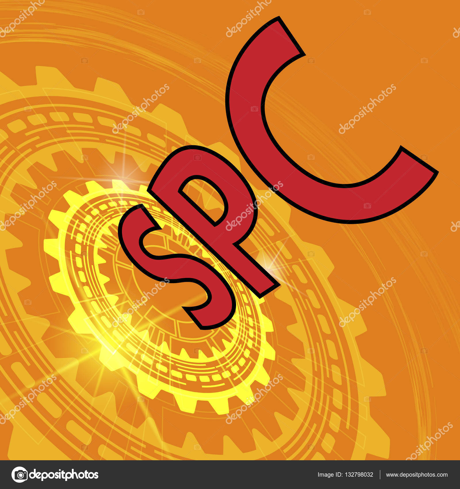 Orange industrial background with gear and red title SPC Stock Vector ...
