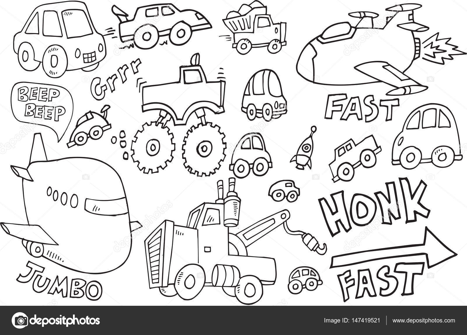 Transportation Doodle Set Vector Illustration Art Stock Vector Image by ...