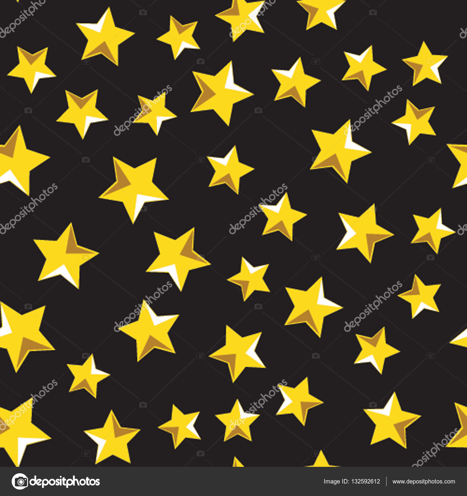Seamless pattern with yellow stars on black background — Stock Vector ...