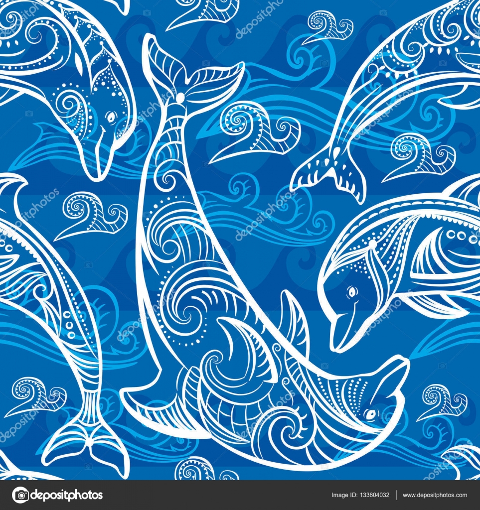 Seamless pattern with dolphins — Stock Vector © wikki33 #133604032 Seamless pattern with dolphins — Stock Vector © wikki33 #133604032