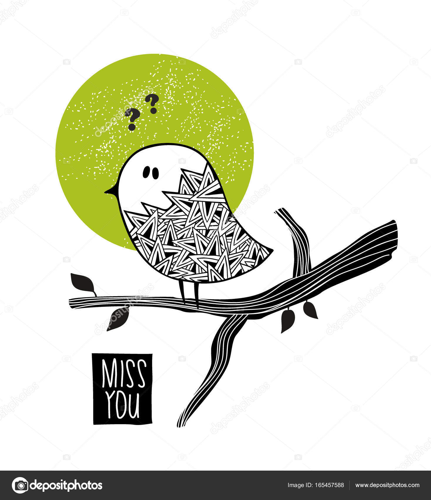 Sad bird on the tree. Stock Vector Image by ©ekapanova #165457588