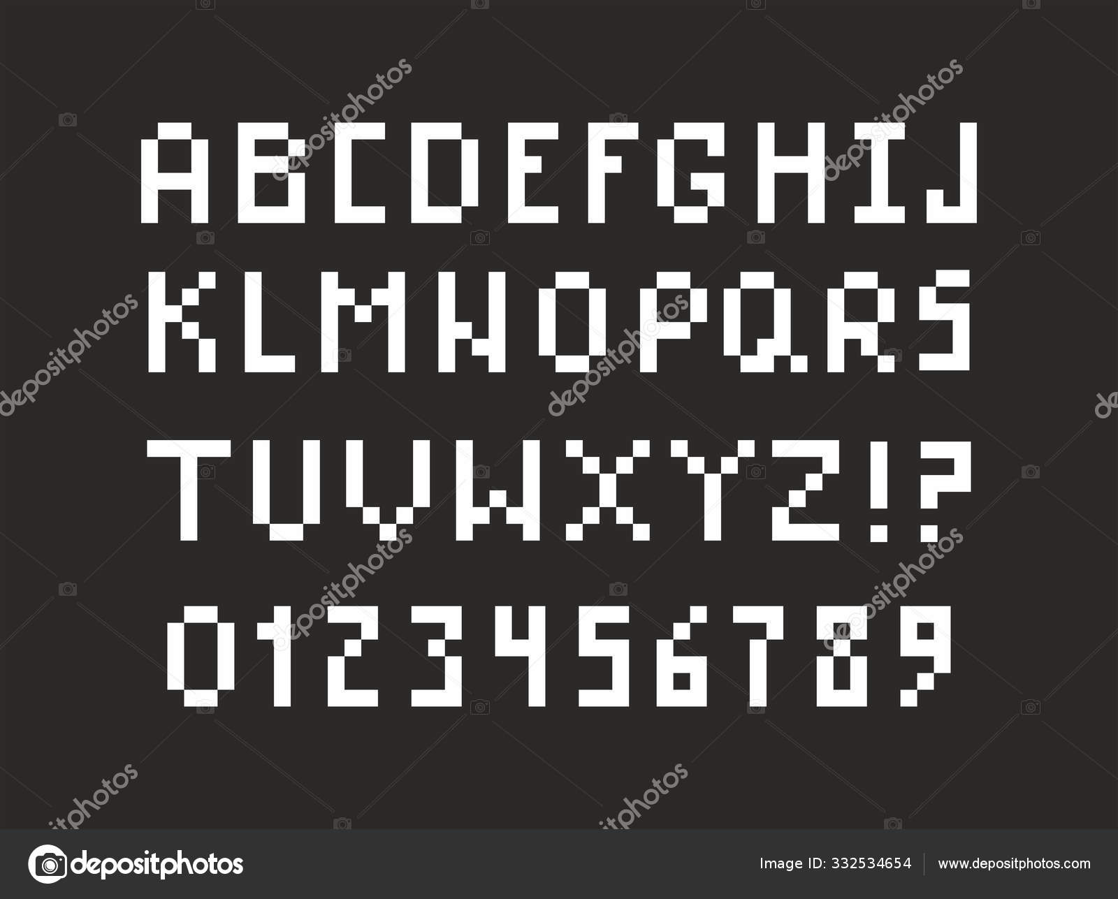 Pixel-Alphabet im Retro-8-Bit-Stil. Vektorkunst. Stock-Vektorbild von ...