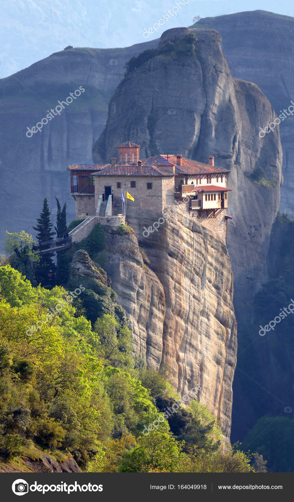 Christian monasteries on the peaks of rock formations in Meteora ...