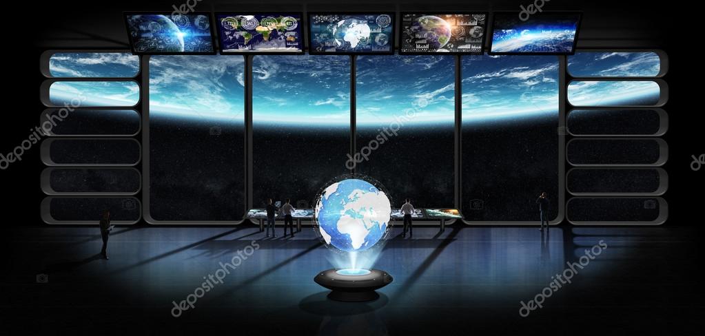 Group of scientists observing the planet earth elements of this image ...