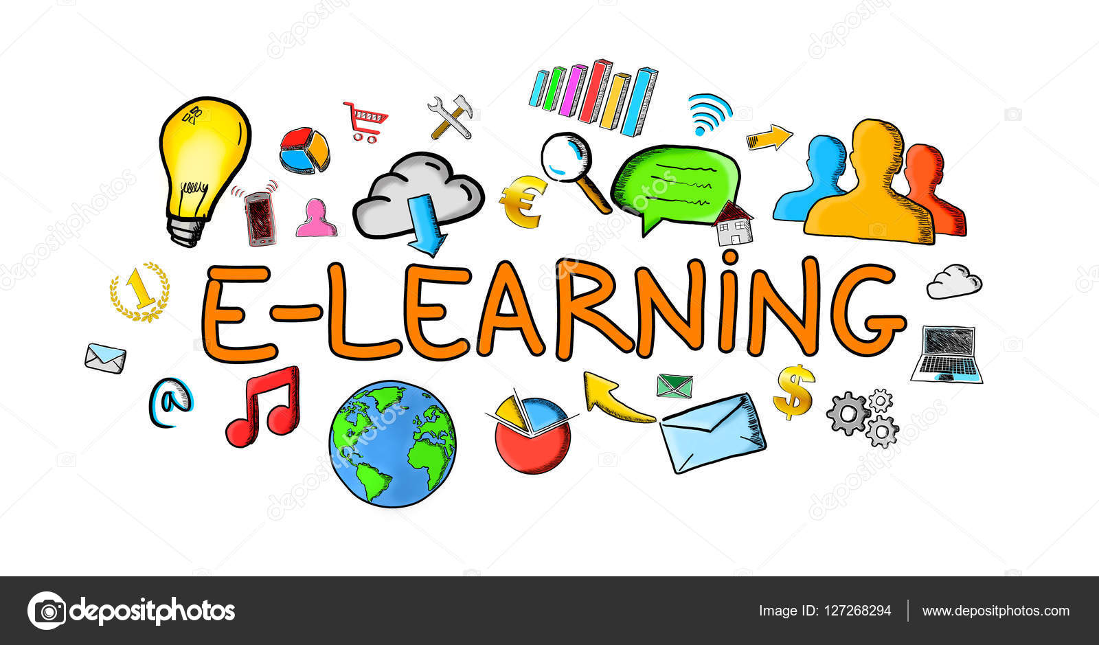 Hand-drawn e-learning illustration Stock Photo by ©sdecoret 127268294
