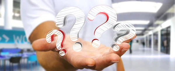 Businessman using question marks digital interface 3D rendering Stock Photo by ©sdecoret 192025366