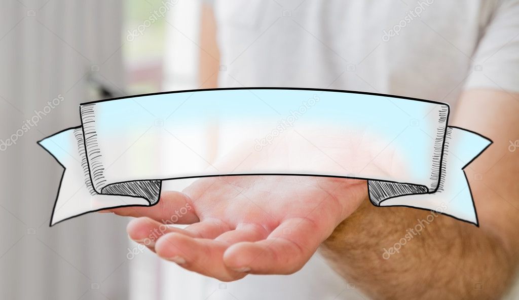 Man holding hand drawn banner icon Stock Photo by ©sdecoret 127269350