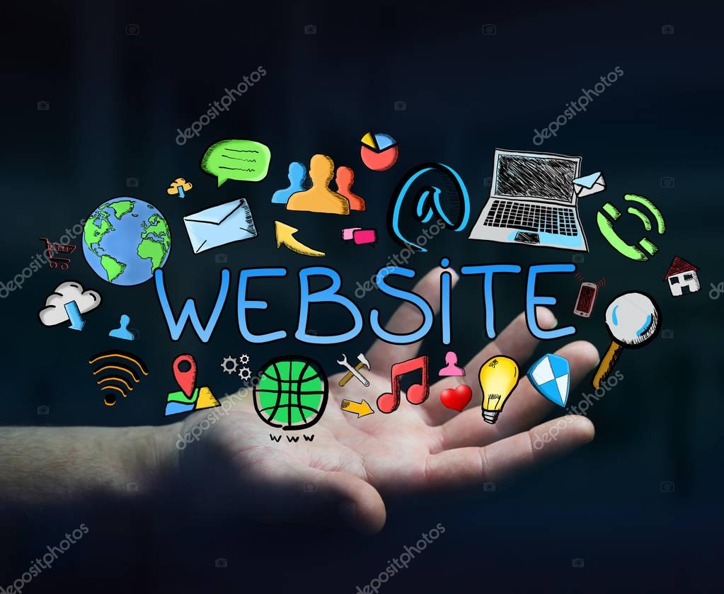 Man holding hand drawn internet presentation Stock Illustration by ...